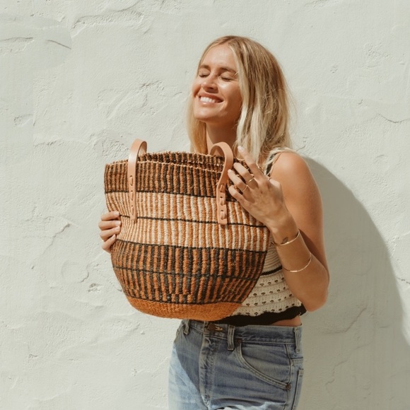 Free People | Bags | New Jenna Bee X Free People Medium Brown Striped ...